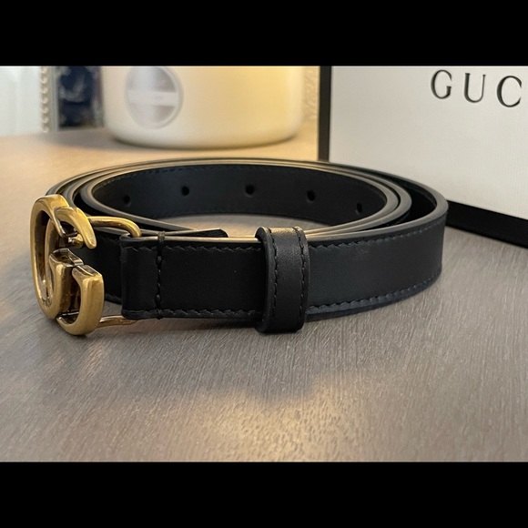 Gucci | Accessories | Gucci Womens Leather Belt With Double G Buckle ...